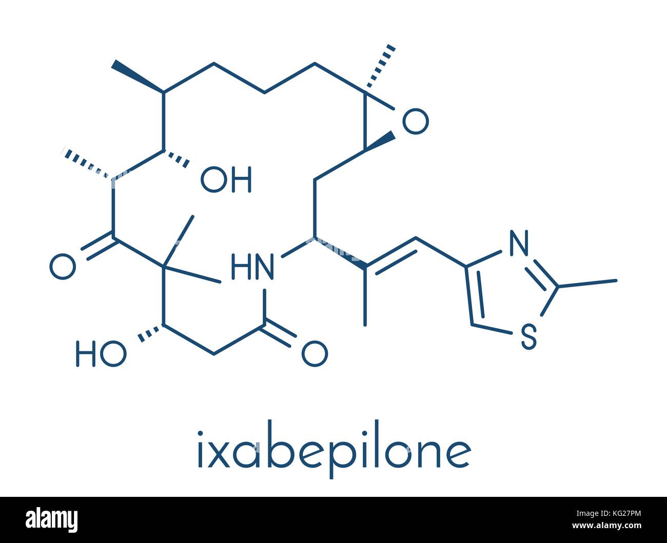 Ixabepilone (azaepothilone B) cancer drug molecule. Skeletal formula ...