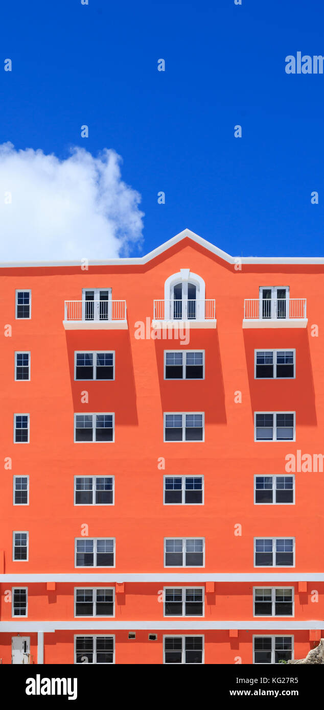 Bright Orange Building on Clear Blue Sky Stock Photo - Alamy