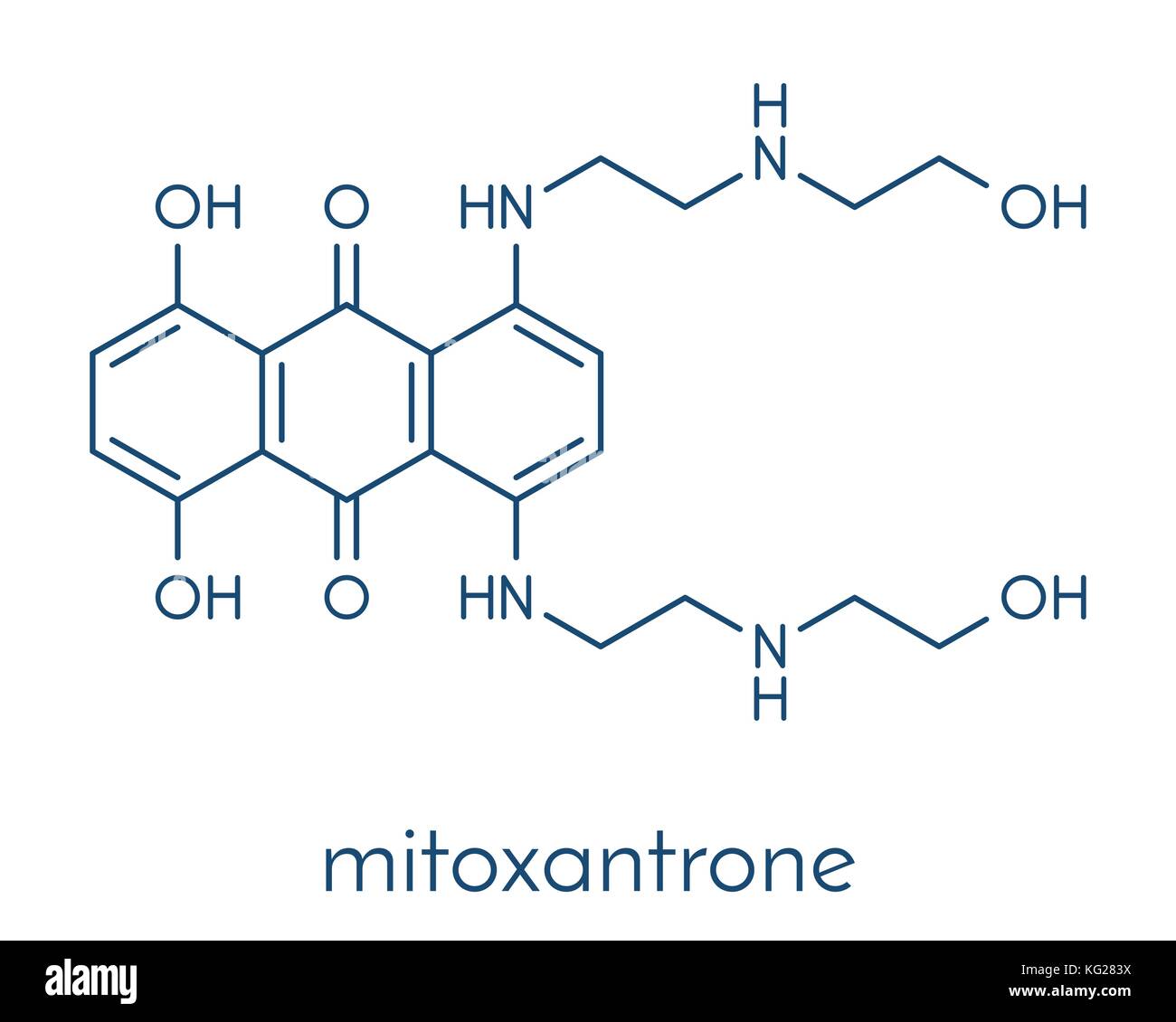 Mitoxantrone cancer drug molecule (type II topoisomerase inhibitor ...
