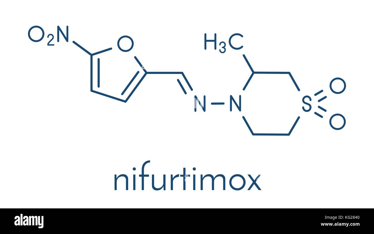 Nifurtimox antiparasitic drug molecule. Used in treatment of Chagas ...