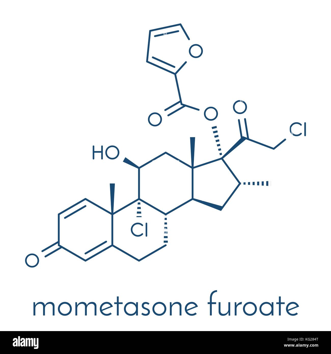 Mometasone furoate steroid drug molecule. Prodrug of mometasone ...