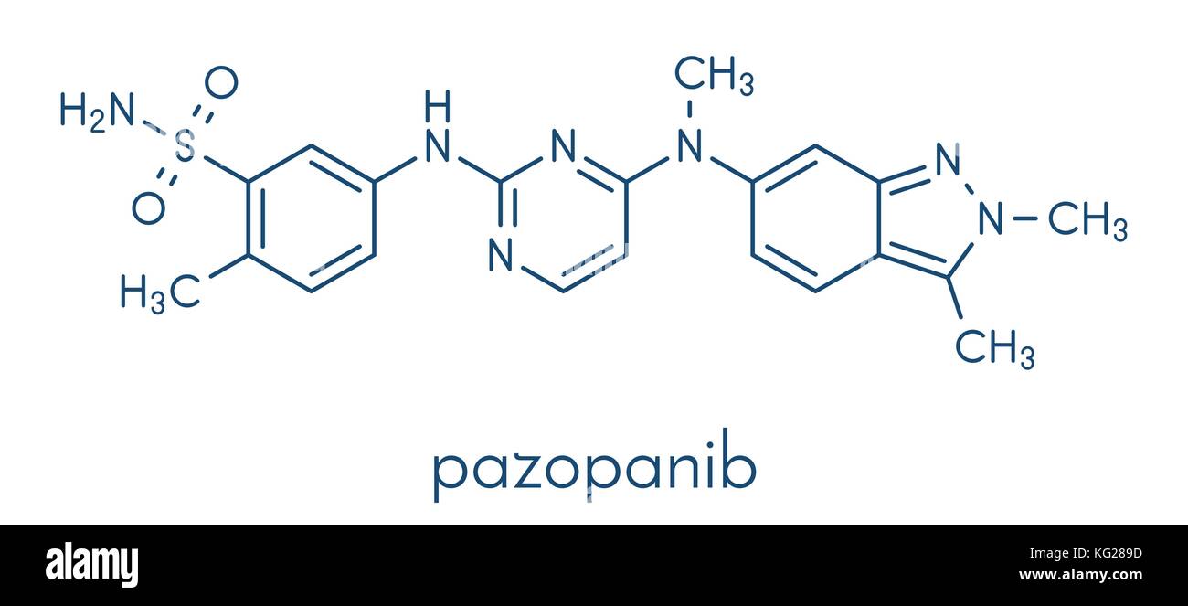 Pazopanib cancer drug molecule (tyrosine kinase inhibitor class ...