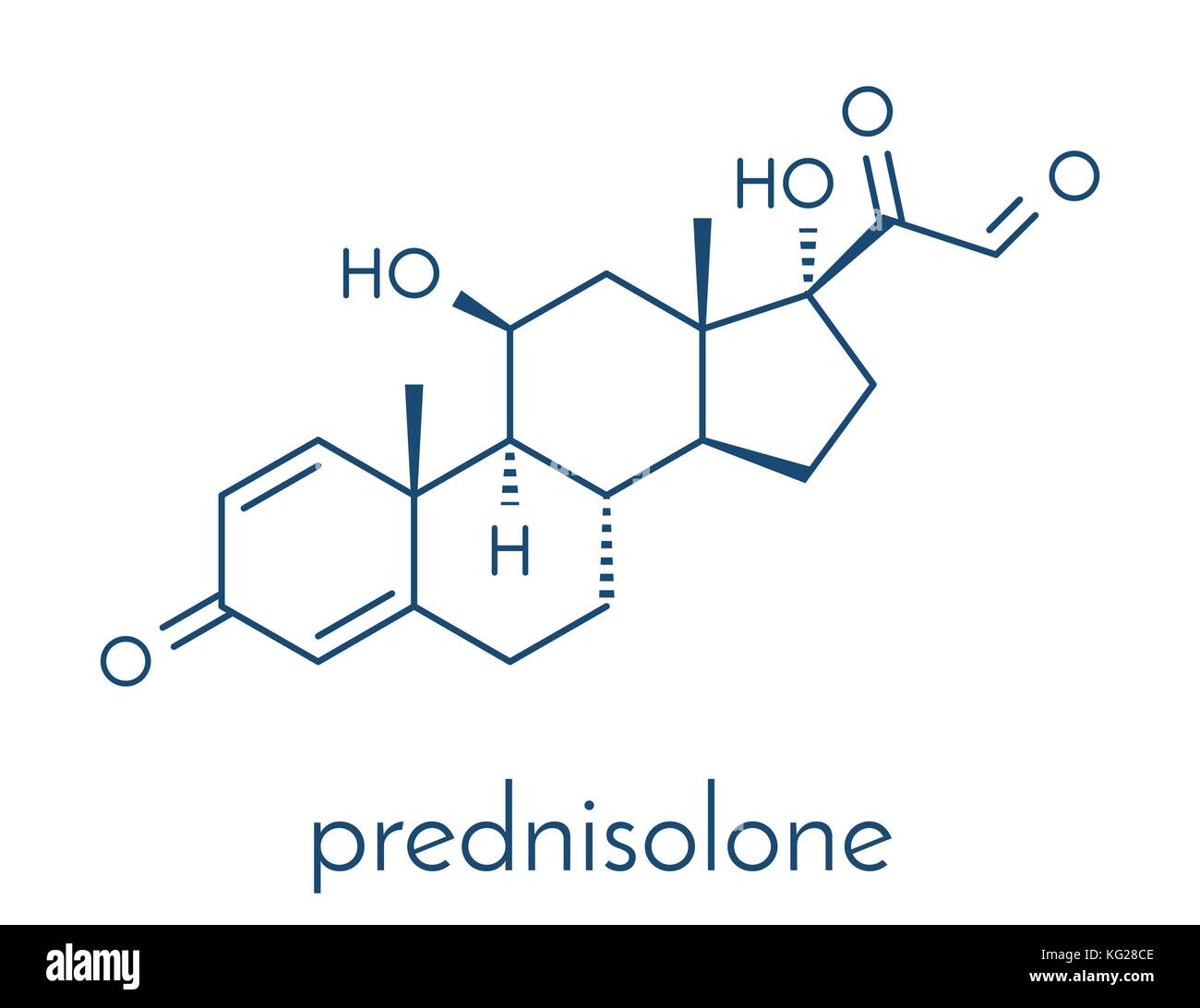 Prednisolone corticosteroid drug molecule. Skeletal formula Stock ...