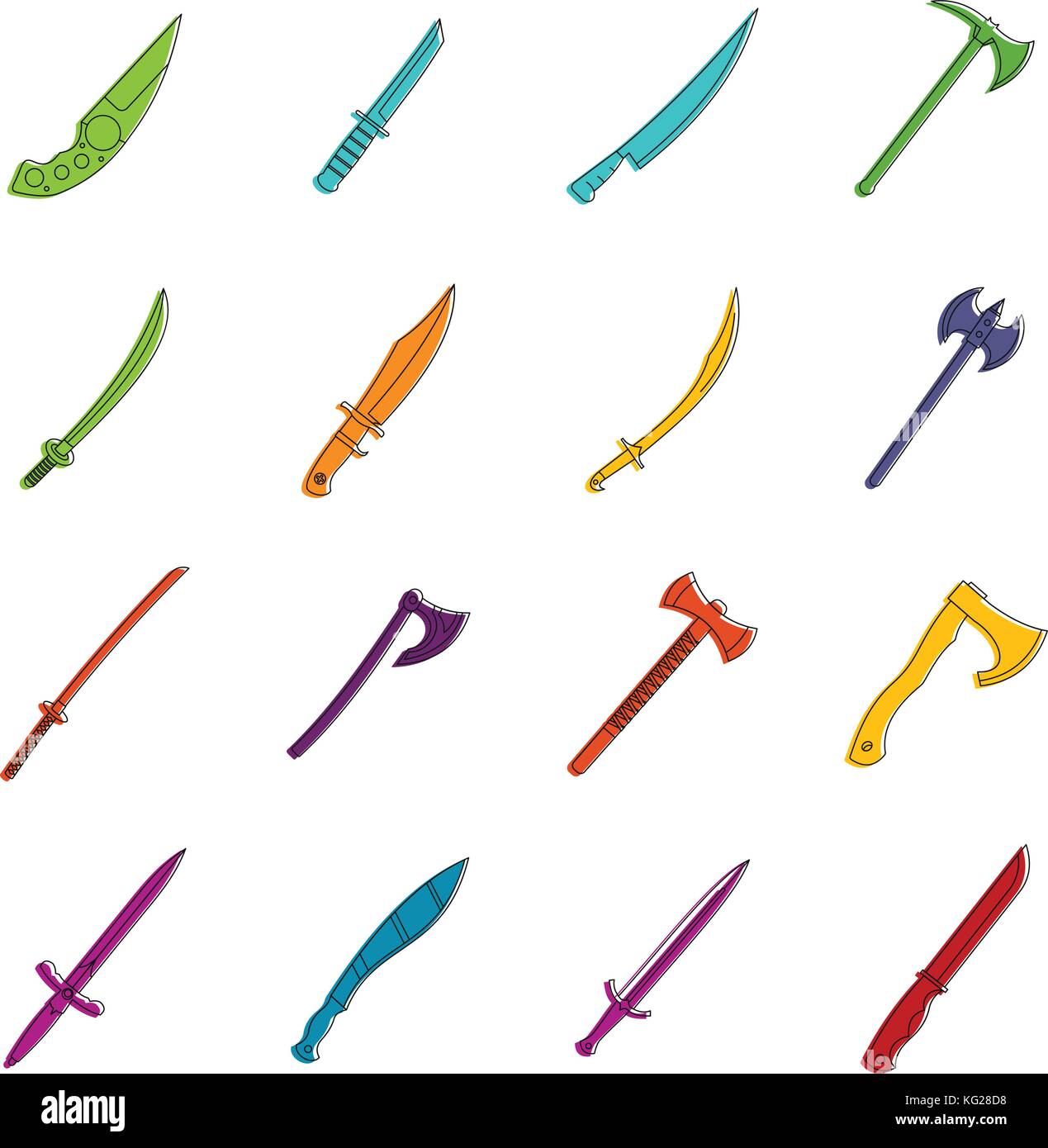 Steel arms symbols icons doodle set Stock Vector Image & Art - Alamy