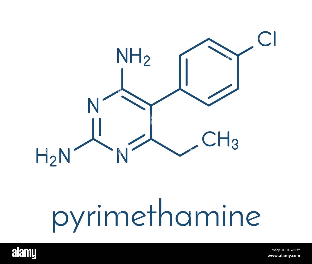 Pyrimethamine malaria drug molecule. Also used as an antiprotozoal drug ...