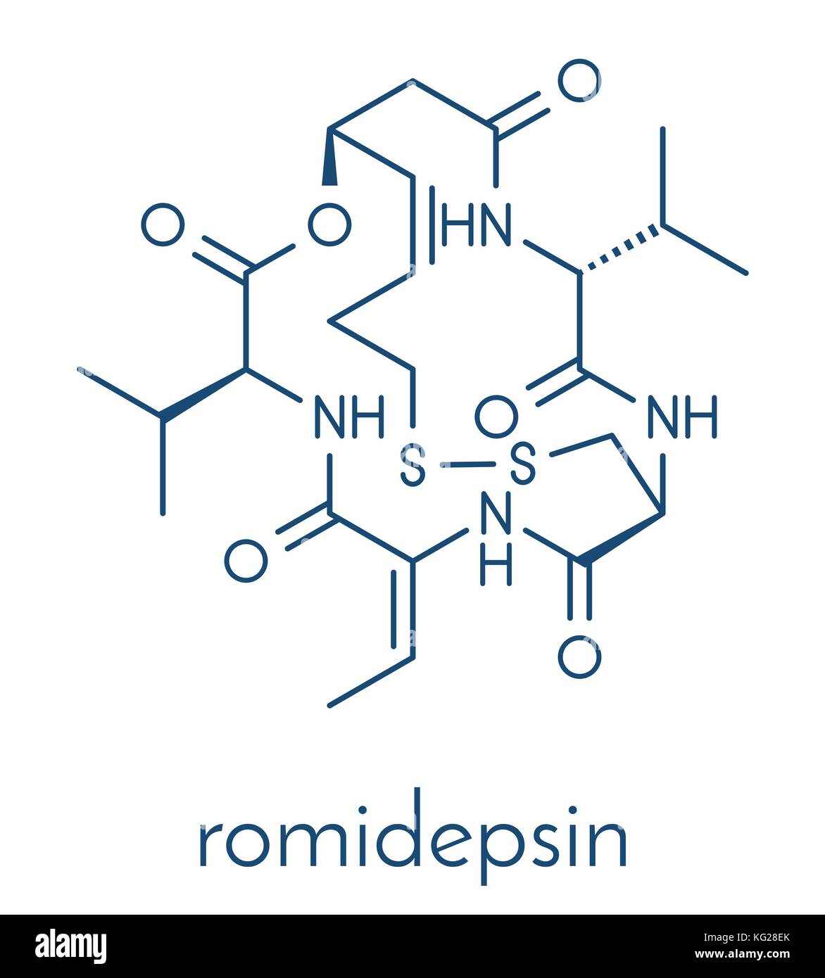 Romidepsin cancer drug molecule (histone deacetylase inhibitor ...