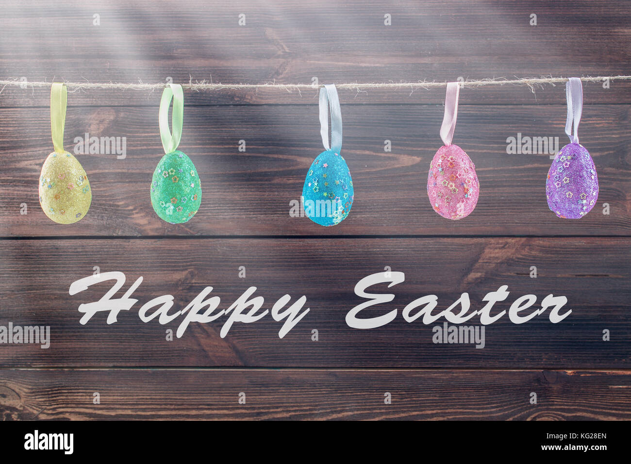Easter eggs on a string Stock Photo - Alamy