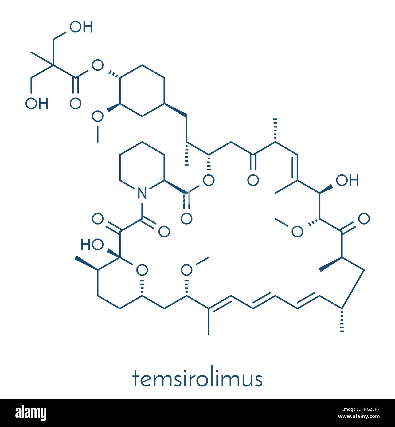 Temsirolimus cancer drug molecule. Prodrug of sirolimus (rapamycin ...