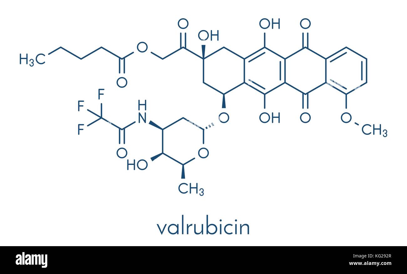 Valrubicin bladder cancer drug molecule. Skeletal formula Stock Vector ...