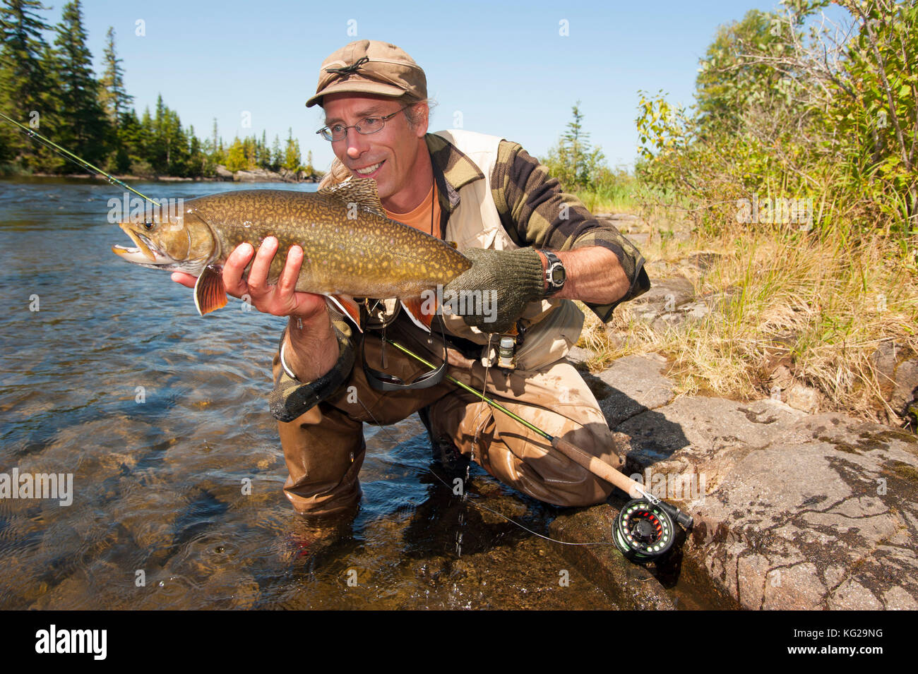 fly fishing brook trout Stock Photo - Alamy