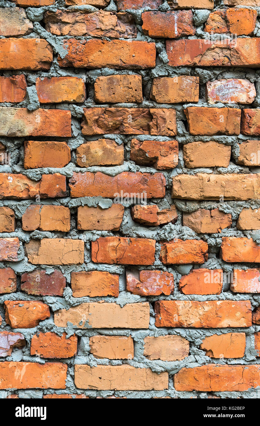 Orange brick wall, detailed textures, background, wallpaper Stock Photo ...