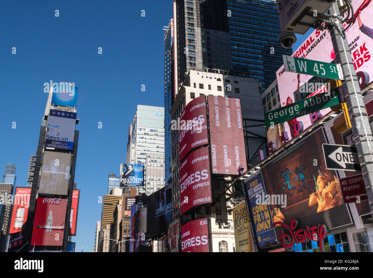 Colorful electronic advertising screens in Times Sq., New York City ...