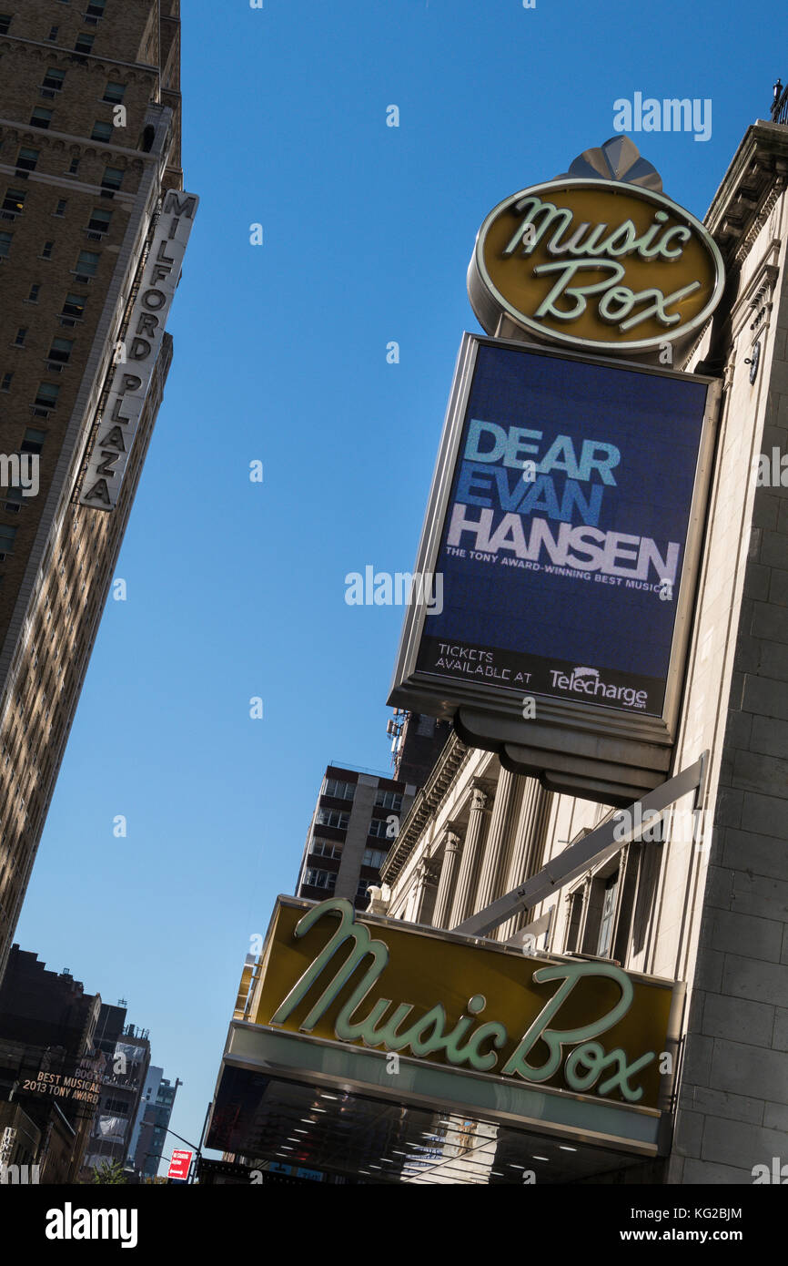 Music Box Theatre Marquee, Times Square, New York City, USA Stock Photo ...