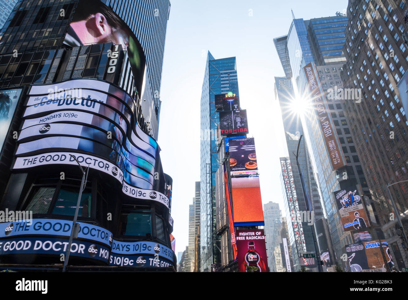 Colorful electronic advertising screens in Times Sq., New York City ...
