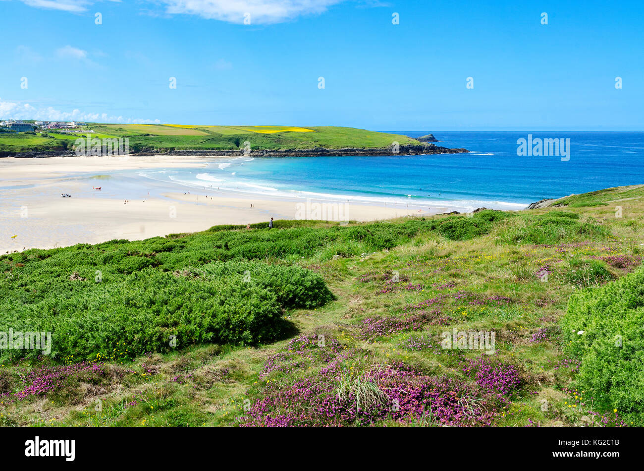 early summer at crantock beach in cornwall, england, britain, uk Stock ...
