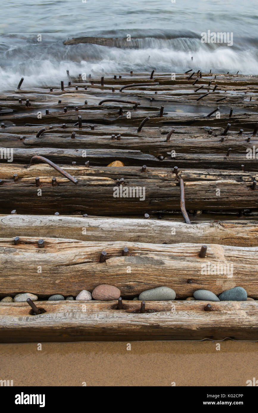 Remains of shipwreck along Lake Superior, Pictured Rocks National ...