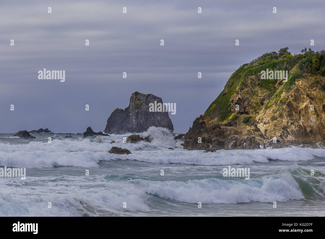 Glasshouse rocks at Narooma ocean coastline in stormy weather Stock ...