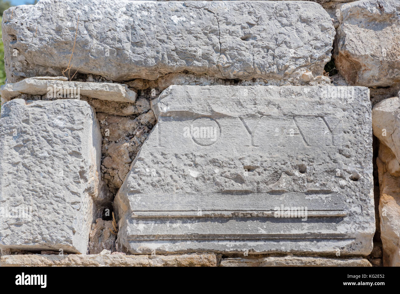 Ancient scripture on marble Ruins in Ephesus historical ancient city ...
