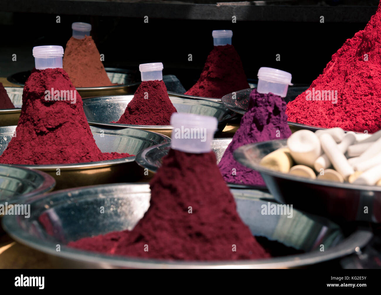 Piles of India ink powder with plastic holders on display Stock Photo ...