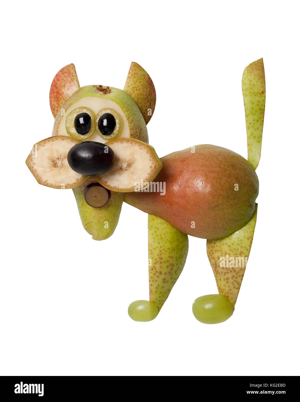 Funny cat made with pear on isolated background Stock Photo - Alamy