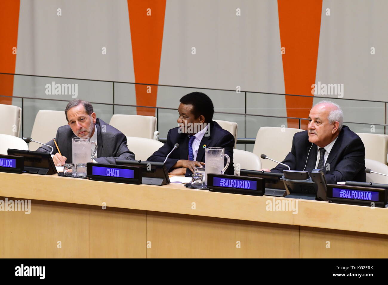 New York, USA. 2nd November, 2017. Professor Rashid Khalidi at far left ...