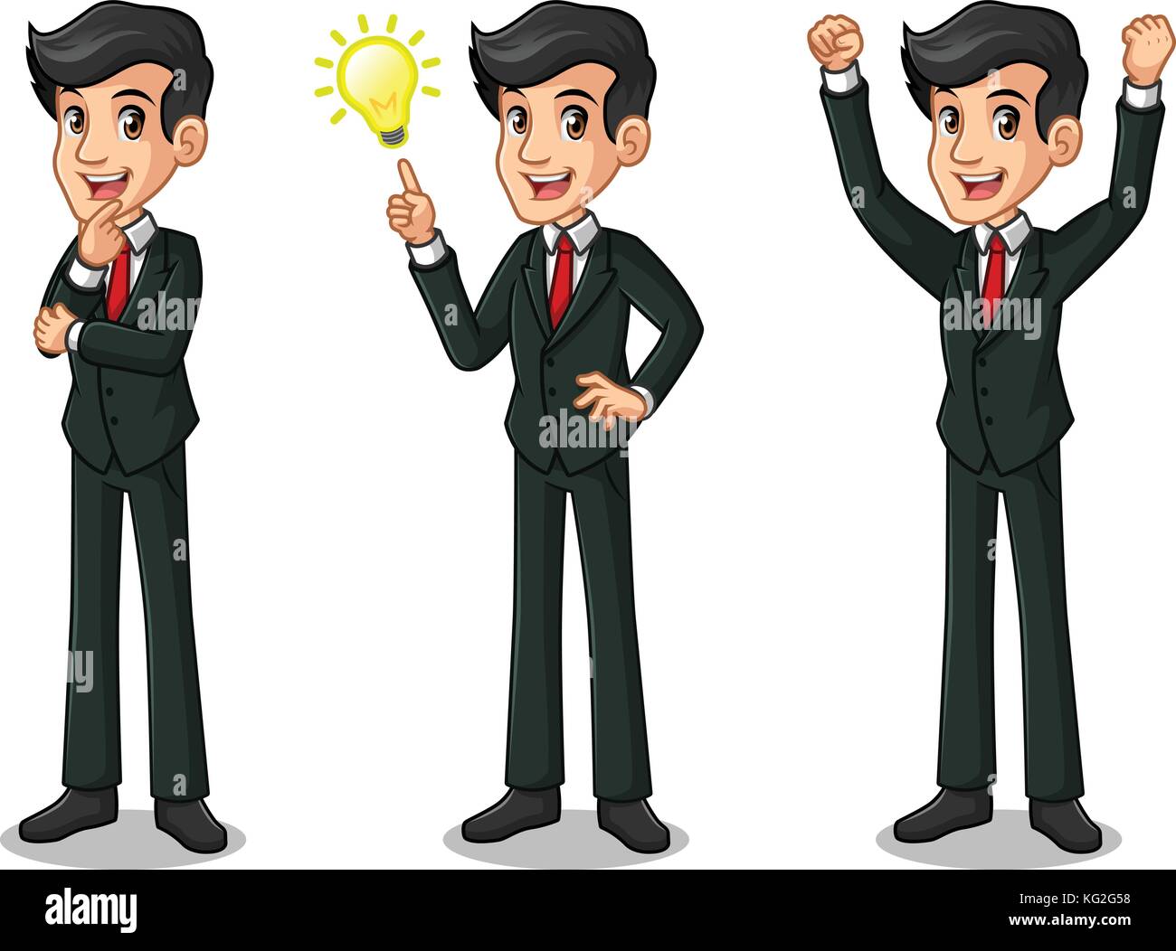 Cartoon thoughtful businessman in thinking hi-res stock photography and ...