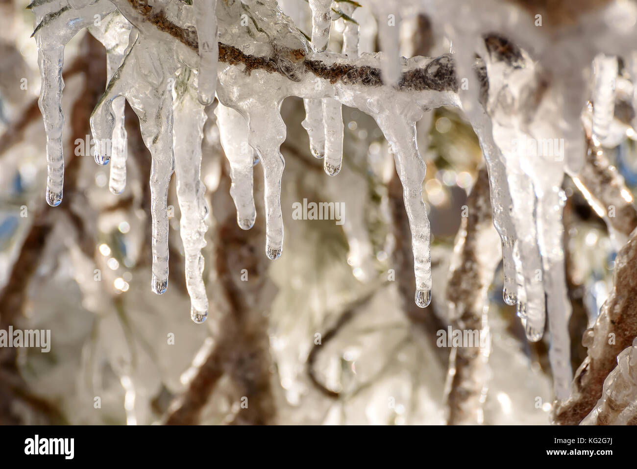 Colorful spring background with a pattern of ice and icicles of ...