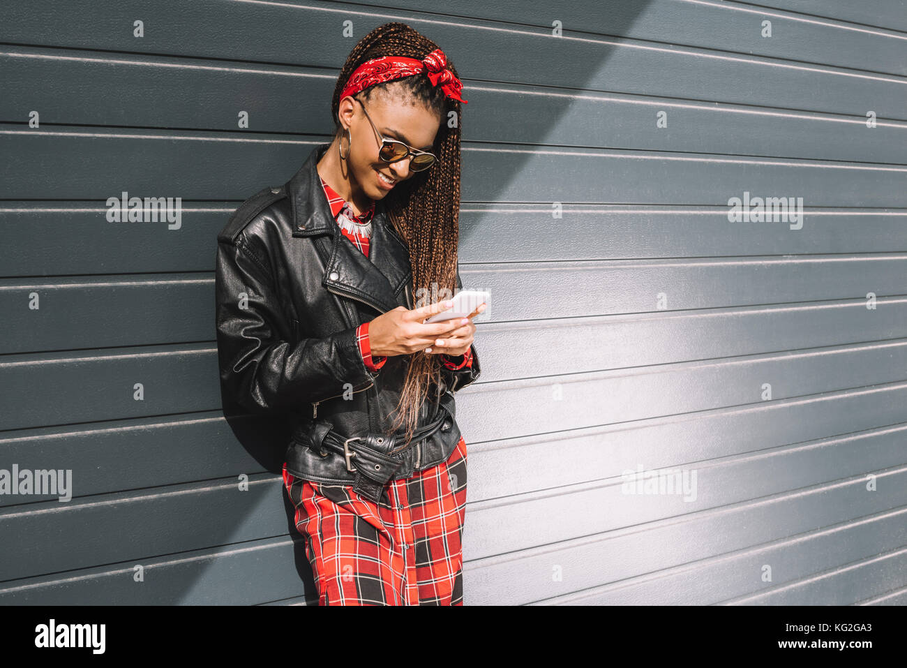 stylish african american girl with smartphone Stock Photo - Alamy