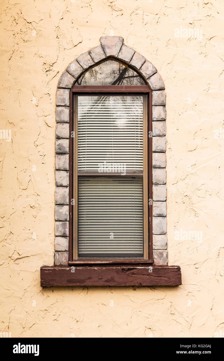 One window on facade of the tavern in German style front view, Helen ...