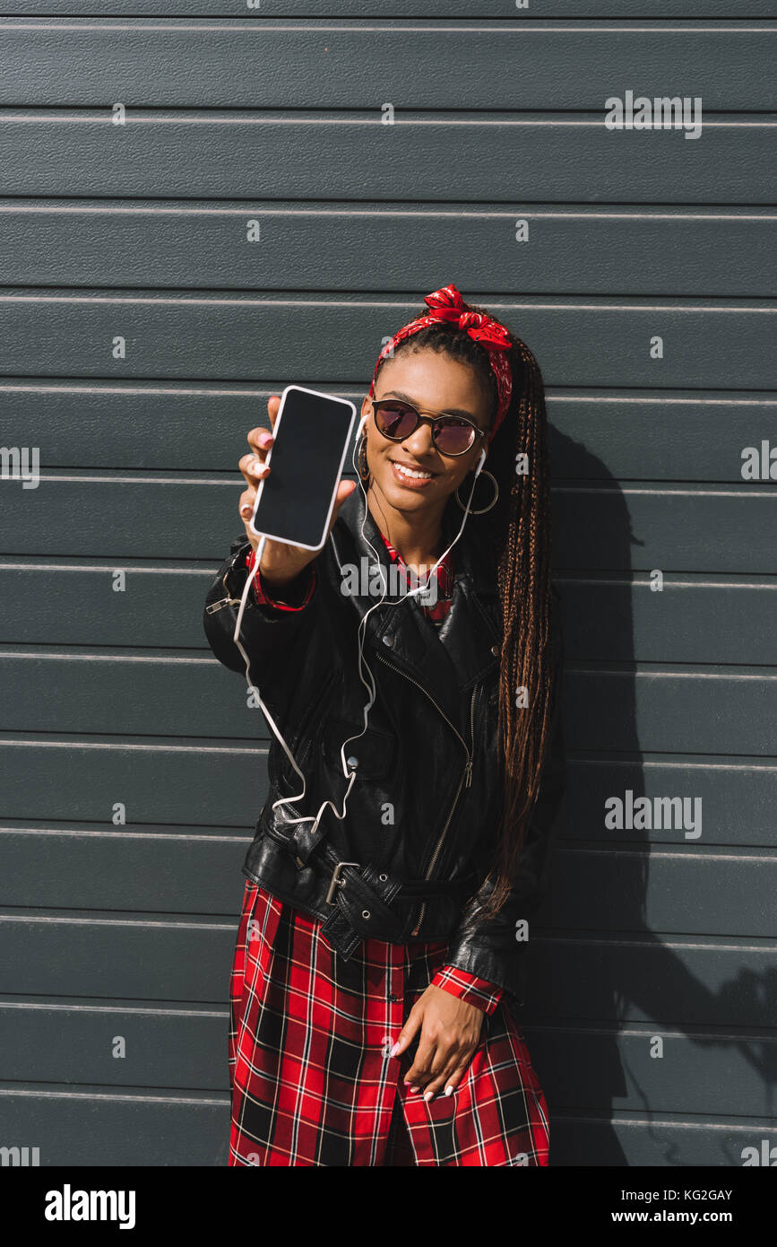 stylish african american girl with smartphone Stock Photo - Alamy