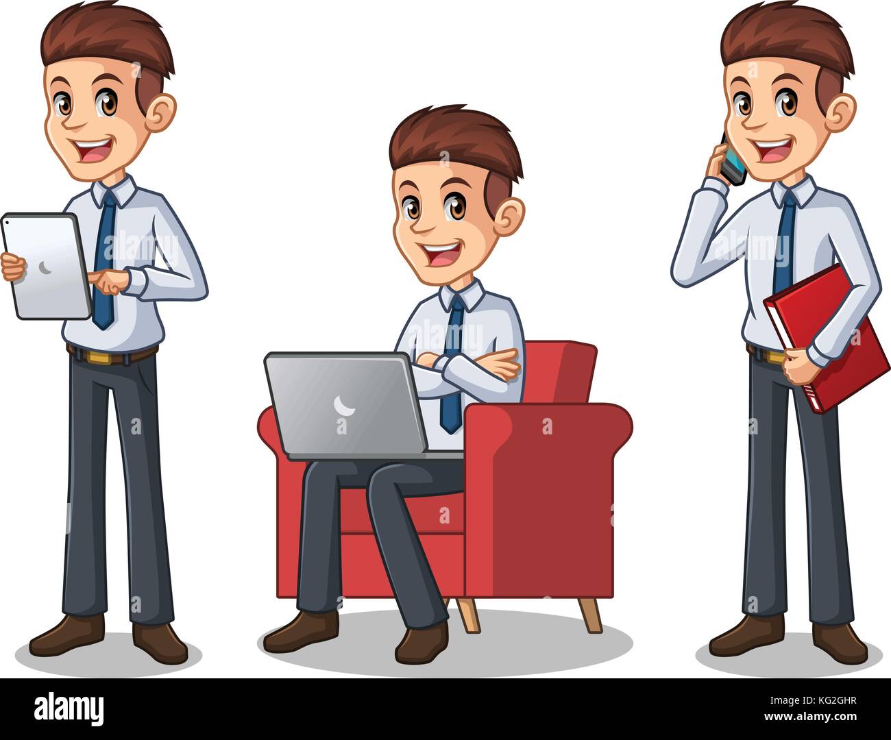 Set of businessman in black suit cartoon character design working on ...