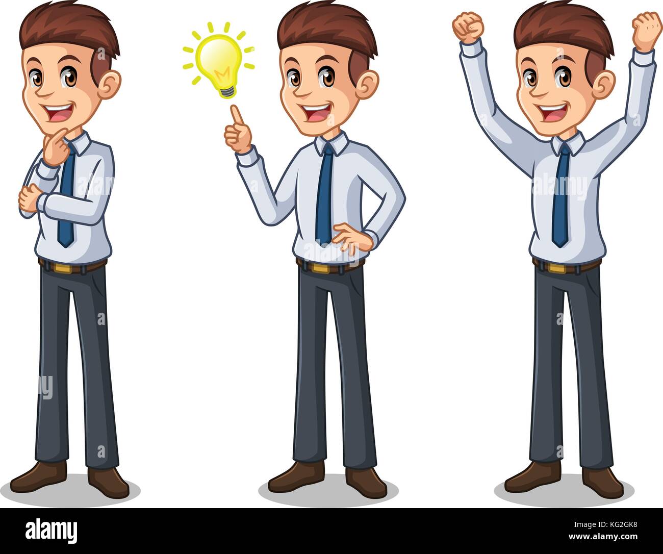 Set of businessman in shirt cartoon character design get great idea ...