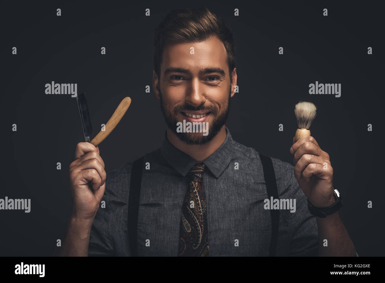 Holding straight razor hi-res stock photography and images - Alamy