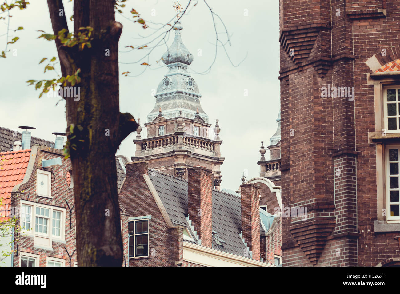 View of beautiful medieval architecture in Amsterdam, Holland, Europe ...
