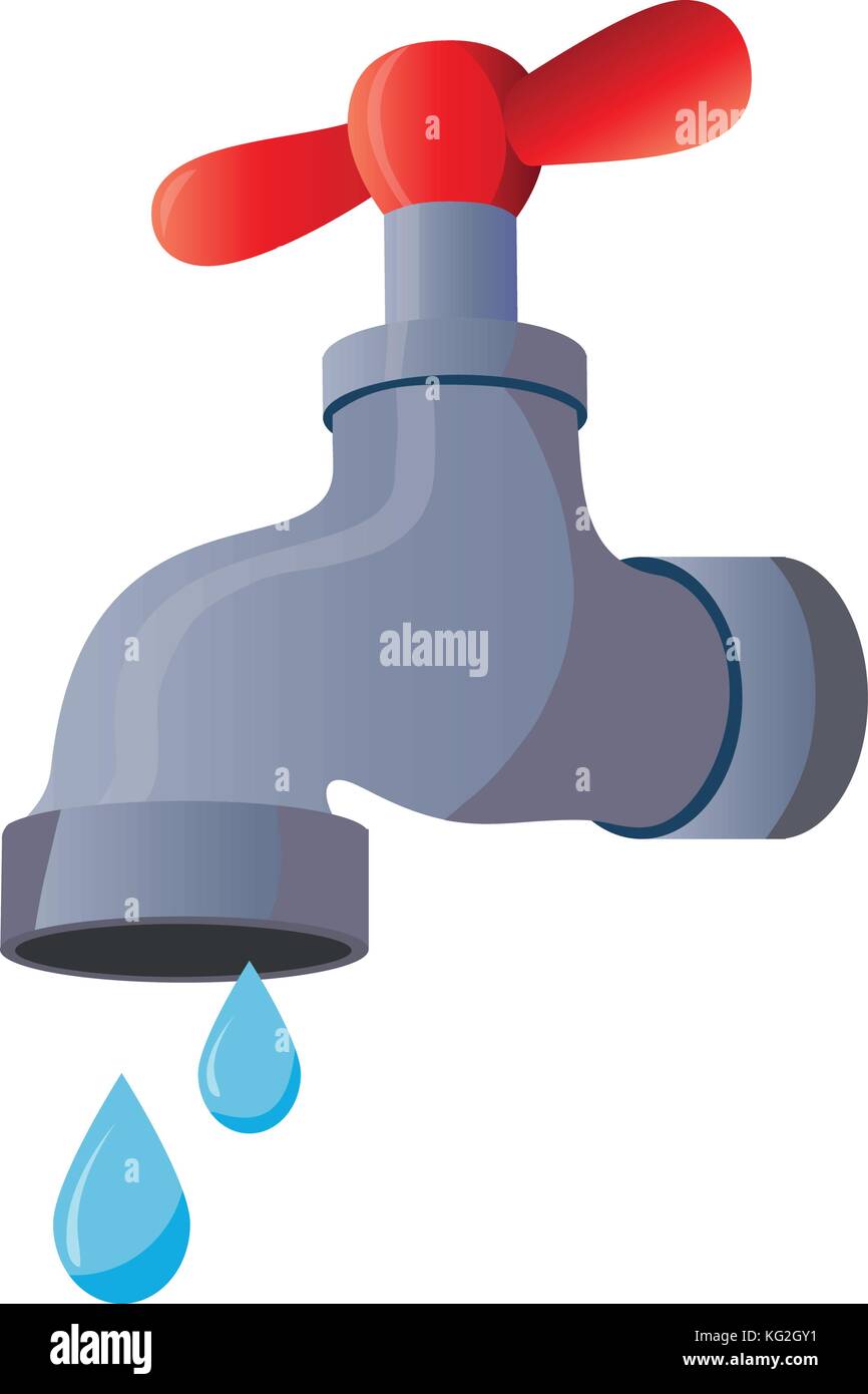 Water tap with falling drop. Isolated on white background Stock Vector ...