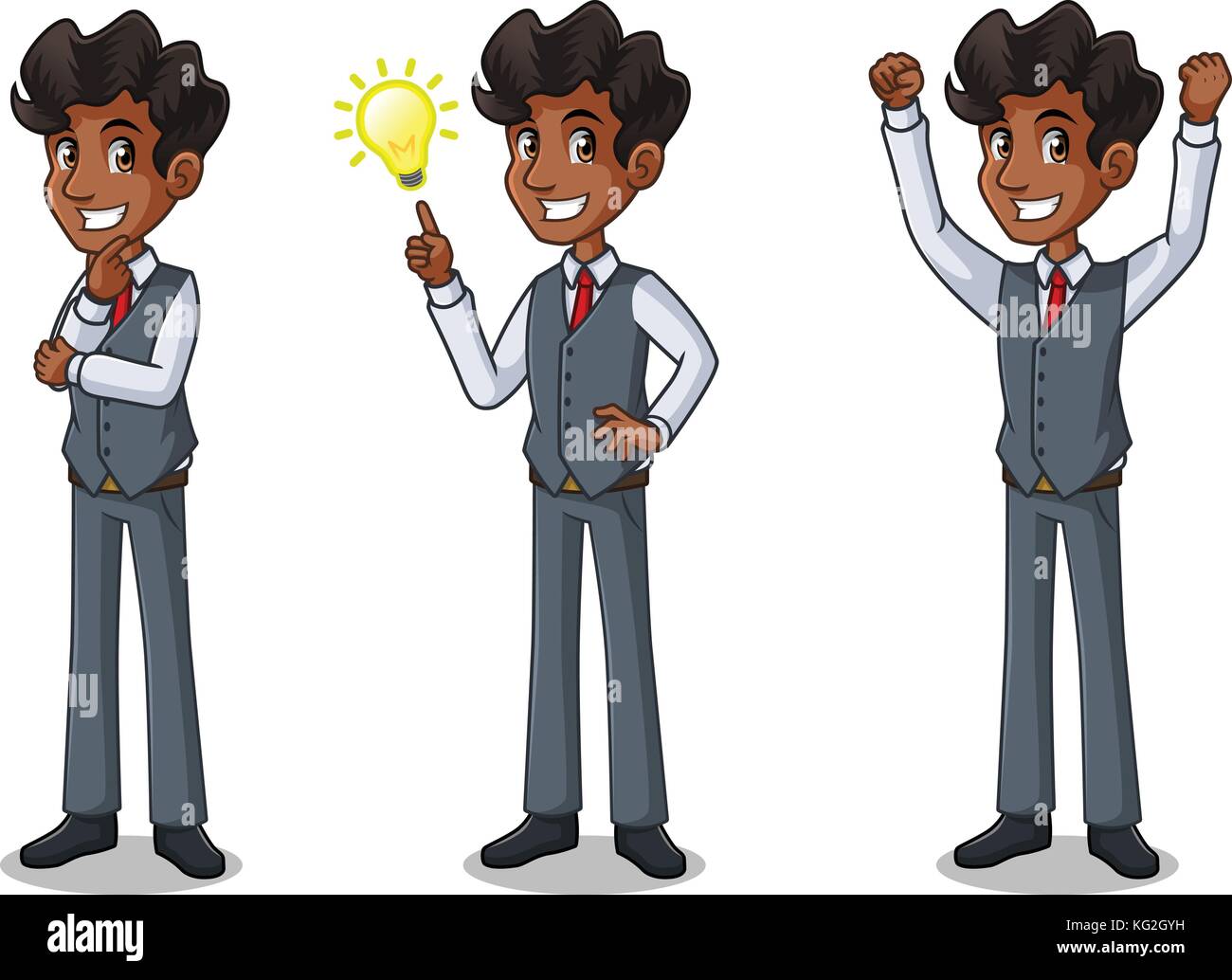Set of businessman in vest cartoon character design get great idea ...