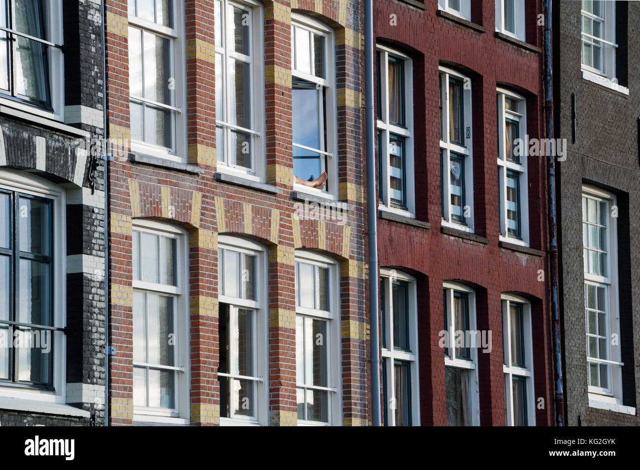 View of beautiful medieval houses in Amsterdam, Netherlands, Europe ...