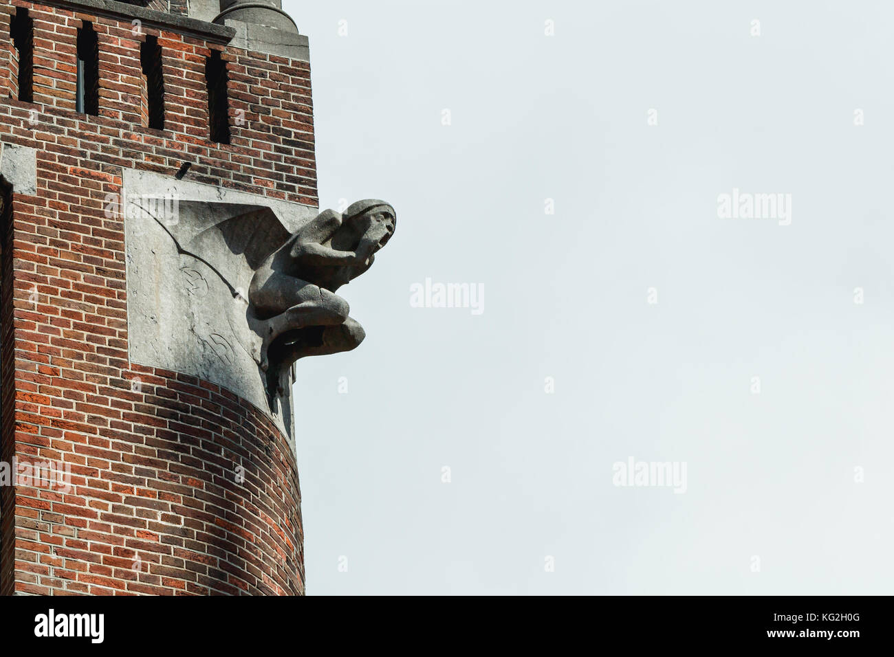 Medieval statue of Chimera. Architectural details on the historic ...