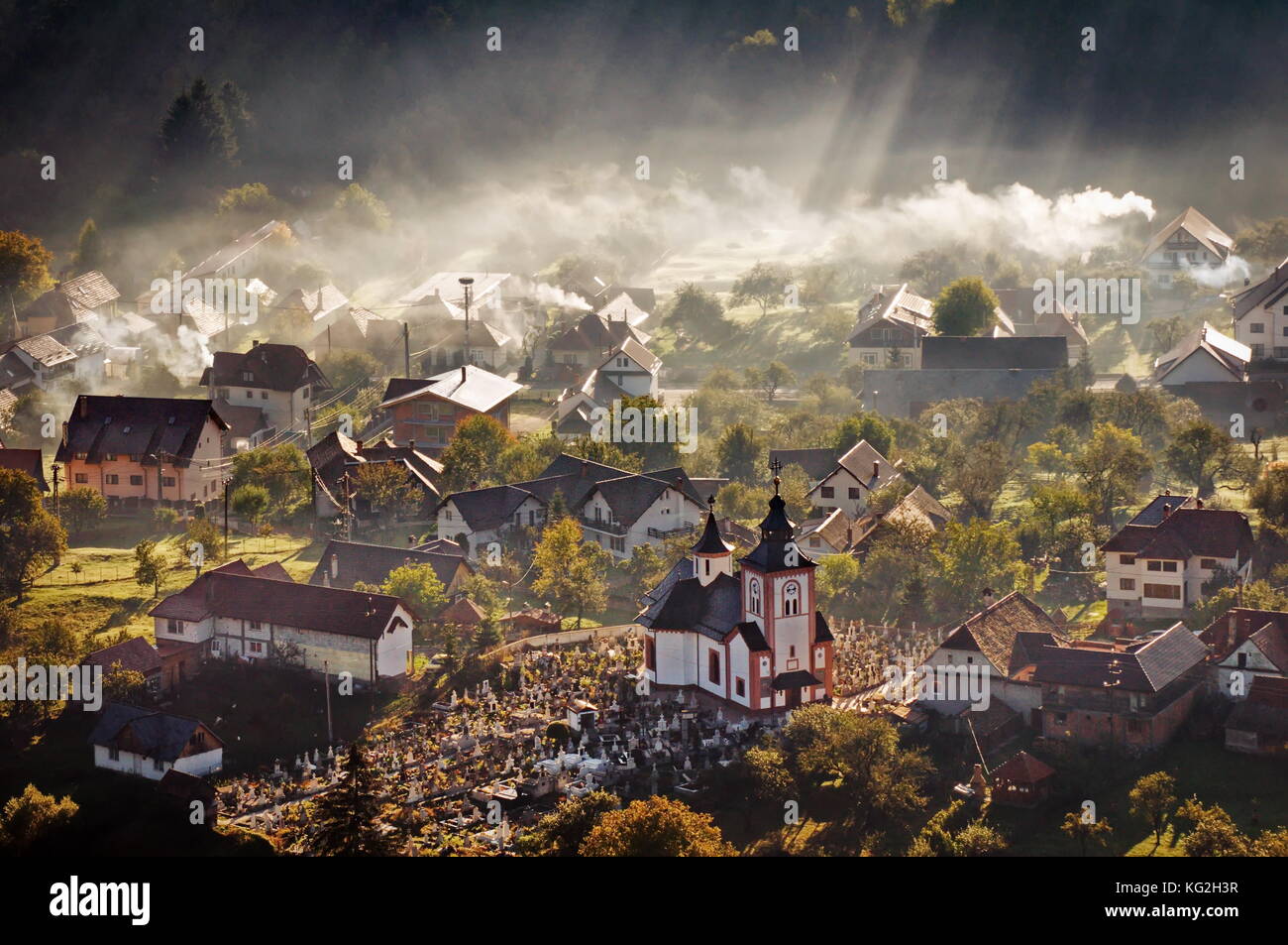 Amazing landscape at sunrise in Transylvania Romania Autumn panorama ...