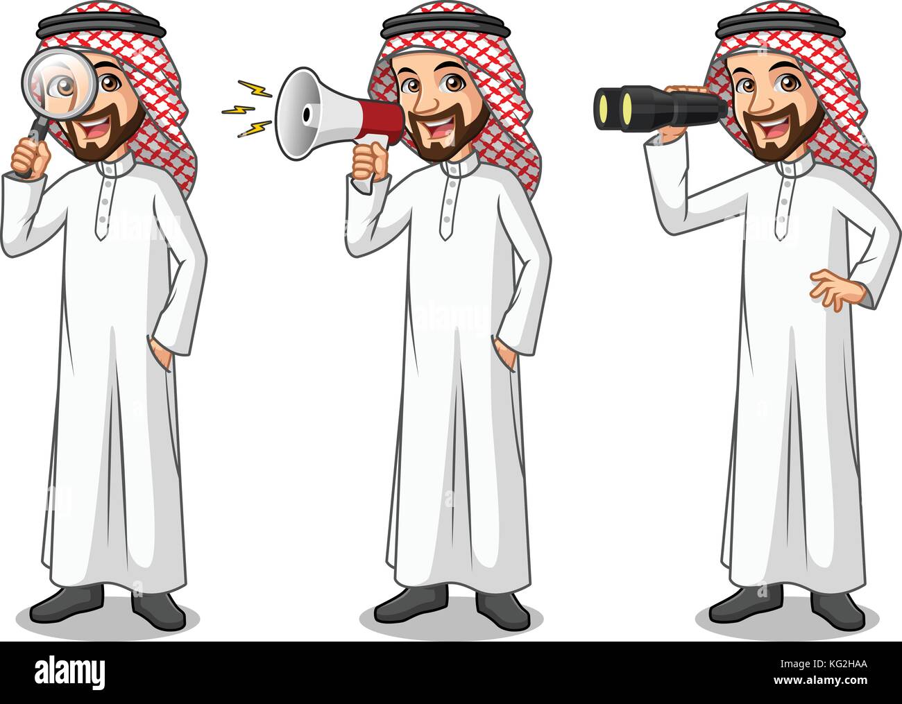Set of businessman Saudi Arab man cartoon character design, looking ...