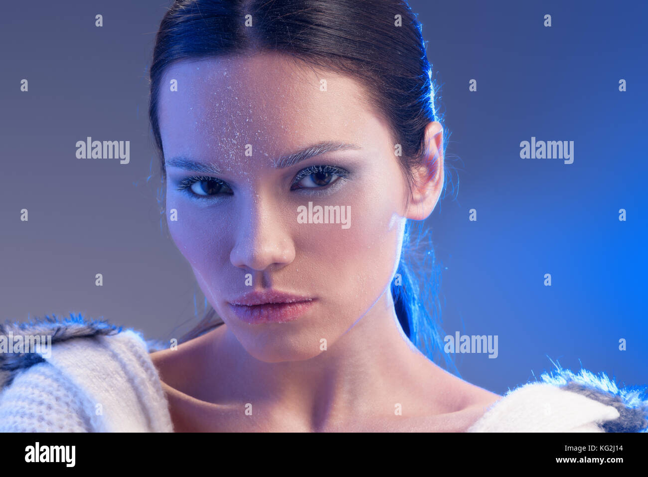 woman with frost on face Stock Photo - Alamy