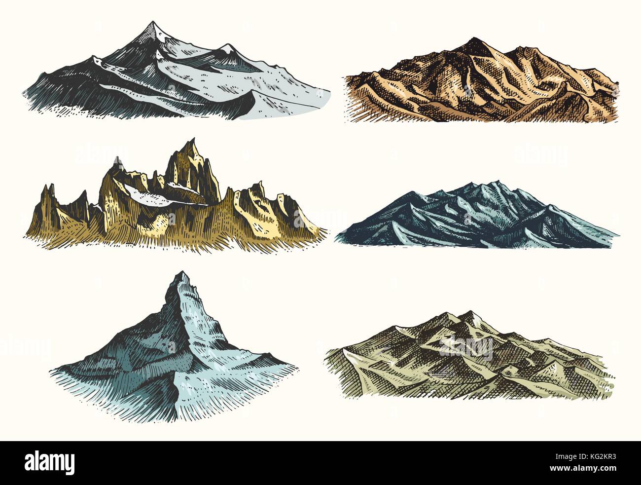 Mountain range illustration etching hi-res stock photography and images ...