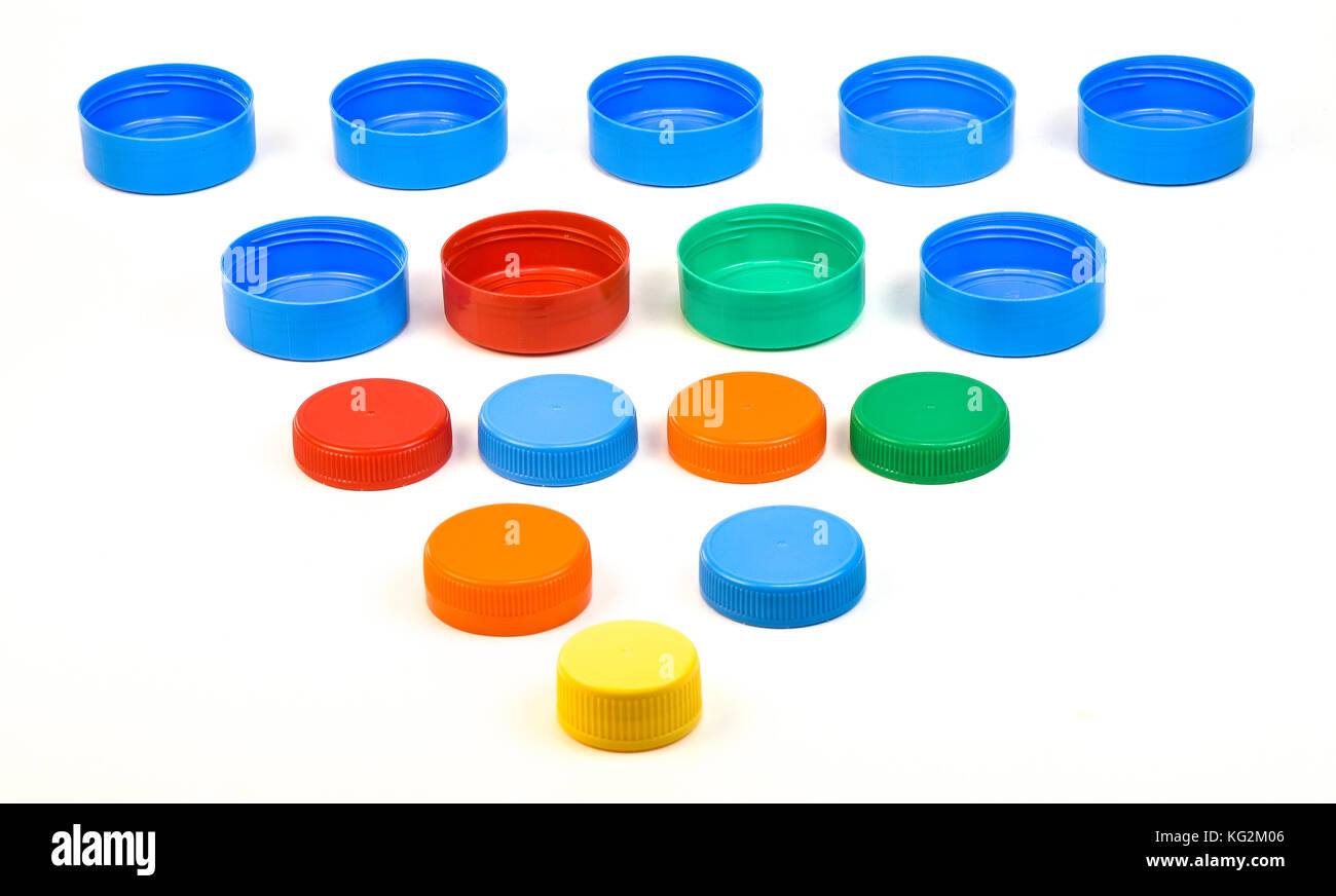 Plastic bottle screw caps isolated on white background Stock Photo - Alamy