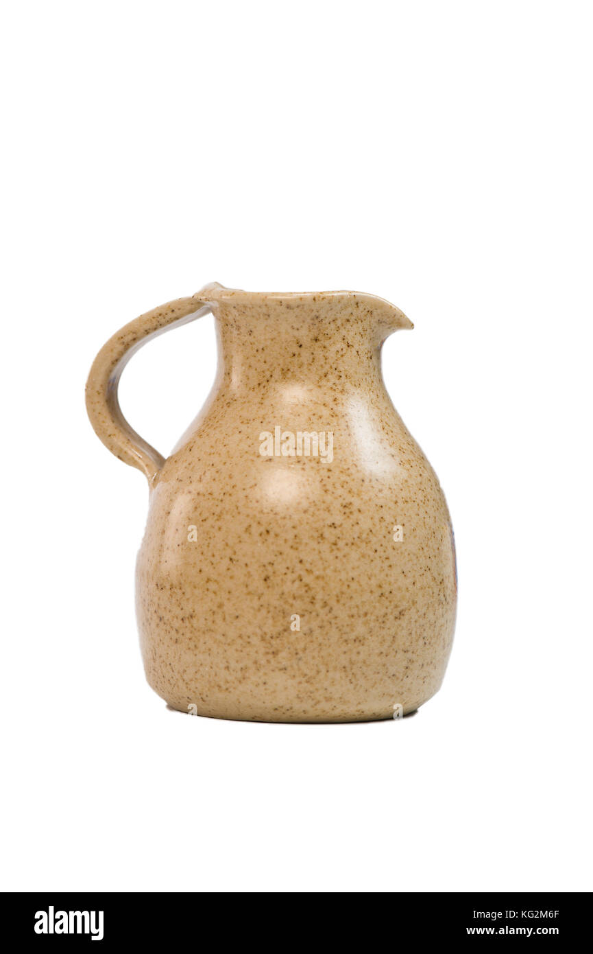 Terracotta Old pitcher, isolated on white background Stock Photo - Alamy
