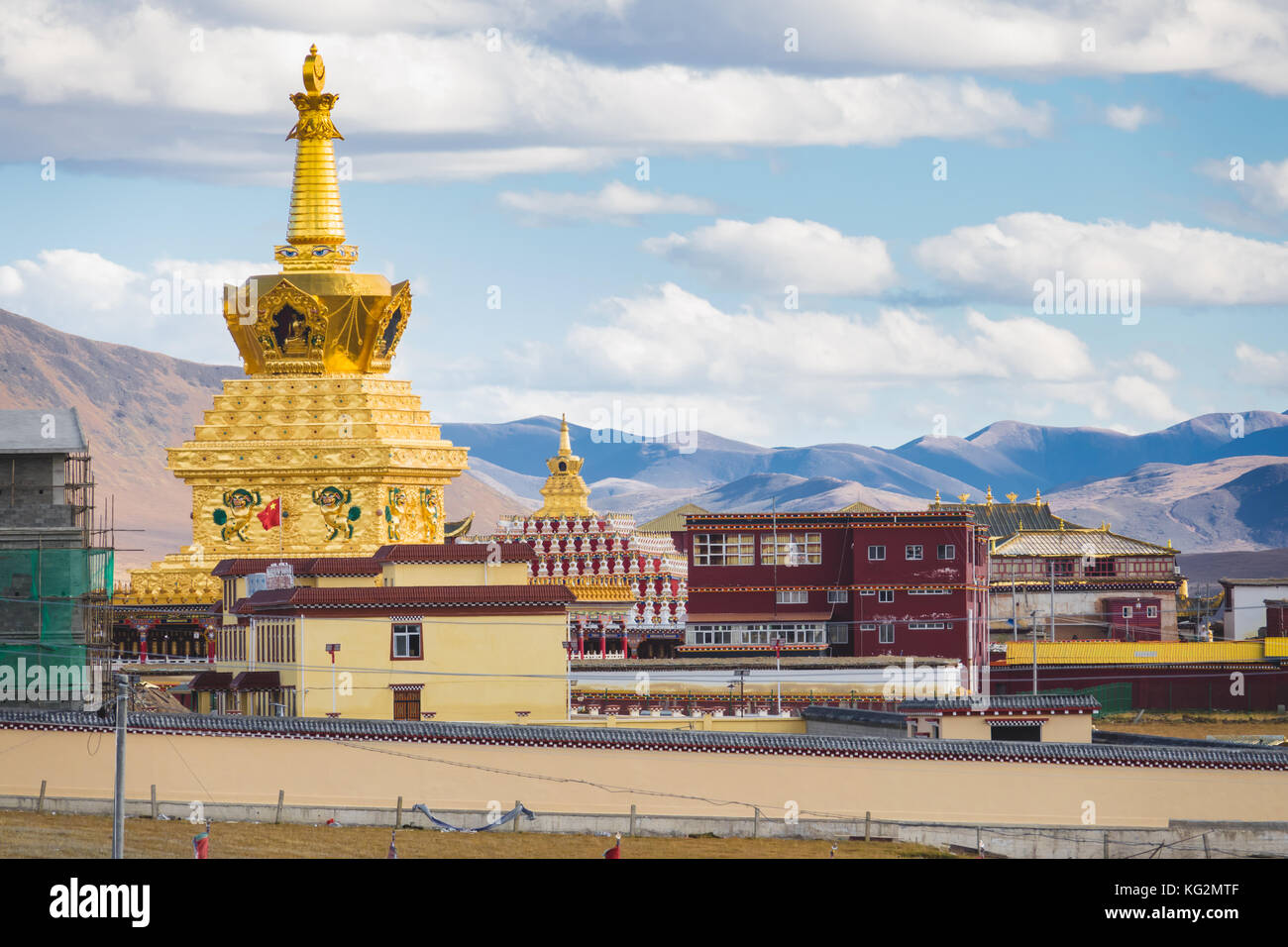 Stupas in tibetan Yarchen Gar Monastery In Sichuan, China Stock Photo ...
