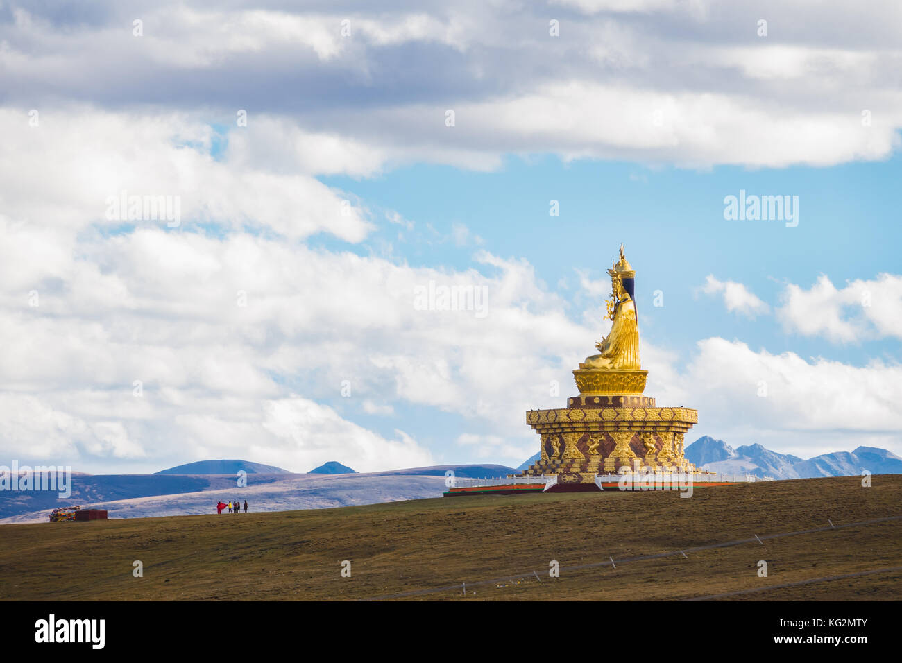 Statue on the hill at Yarchen Gar Monastery in Sichuan, China Stock ...