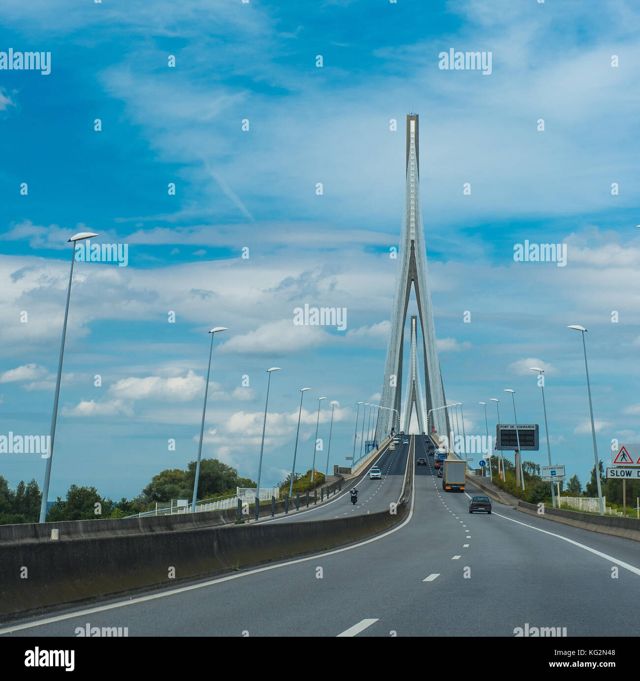 Pont de Normandy over river Seine, France Europe Stock Photo - Alamy
