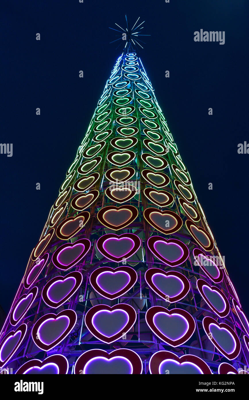 Modern Christmas tree with heart shaped lights Stock Photo - Alamy