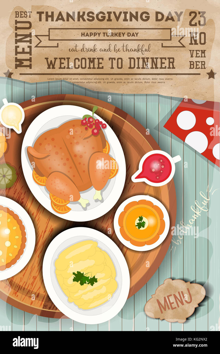 Roast Turkey Thanksgiving Day and Traditional Dishes - Cranberry Sauce ...