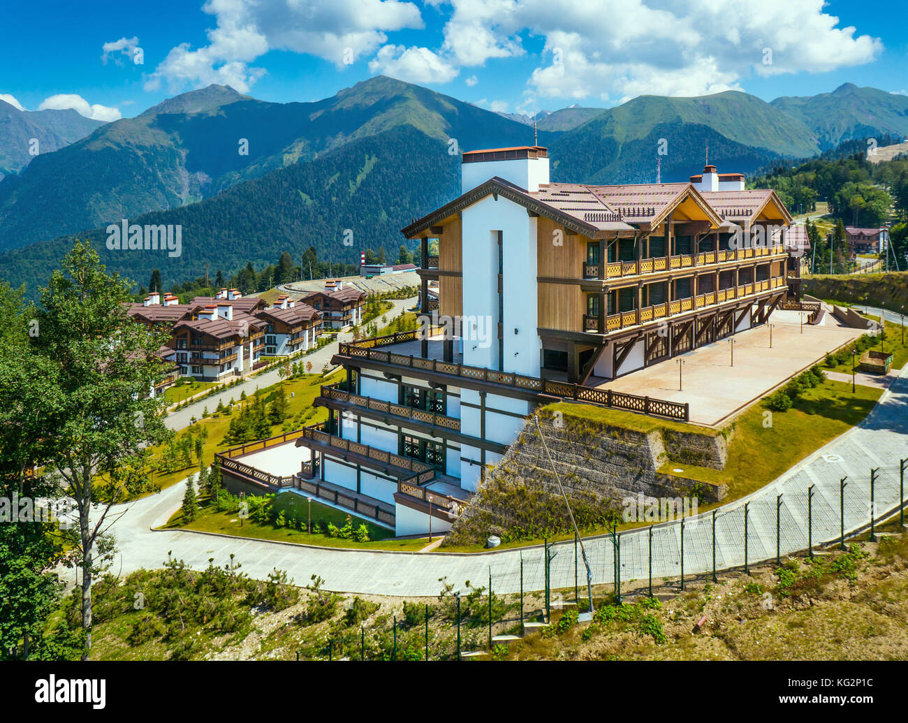 Beautiful luxurious hotel in the mountains of Sochi, Russia Stock Photo ...